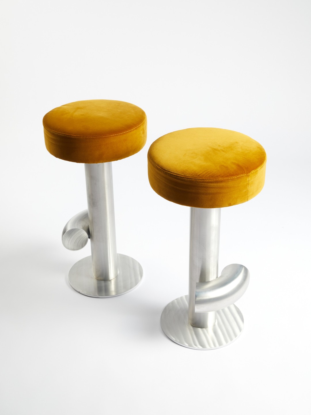 Axel CHAY Bar Stool in Aluminium and Velvet